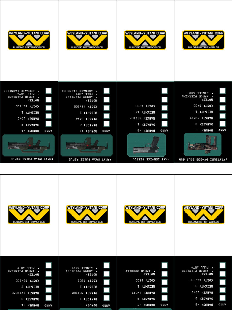 Alien Equipment Cards | PDF | Ammunition | Firearms