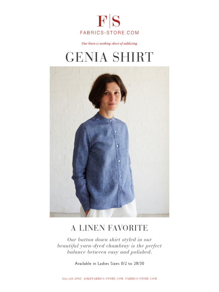 Fabrics-store-Genia Tailored Linen Shirt Pattern-1 | PDF | Seam (Sewing ...
