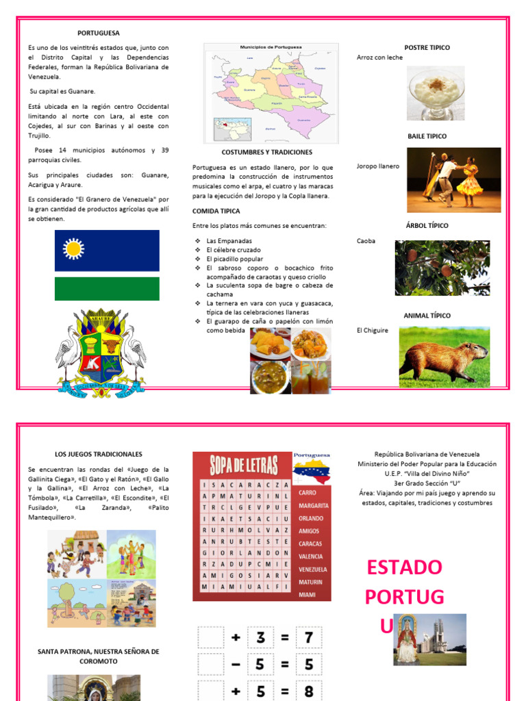 TRIPTICO DEL ESTADO PORTUGUESA | Descargar gratis PDF | Cocina | Alimentos