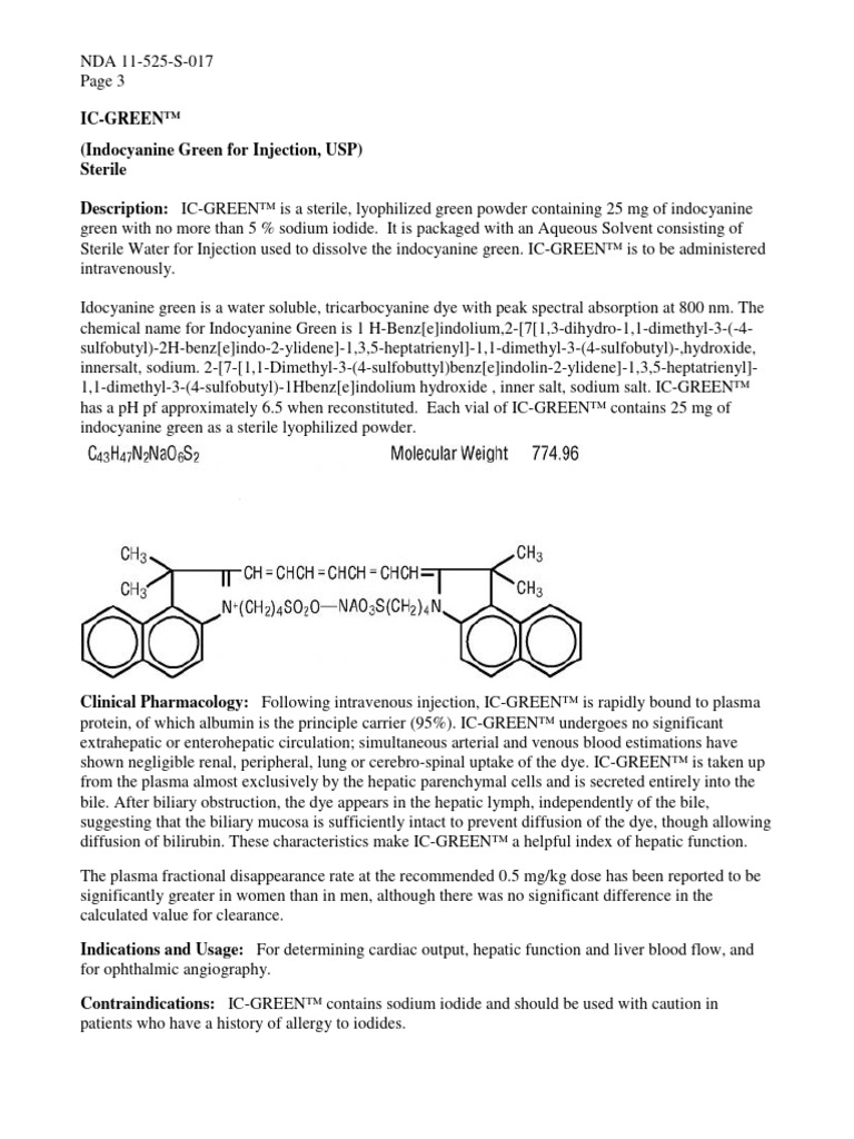 IC-GREEN™ Indocyanine Green Injection | PDF | Clinical Medicine ...