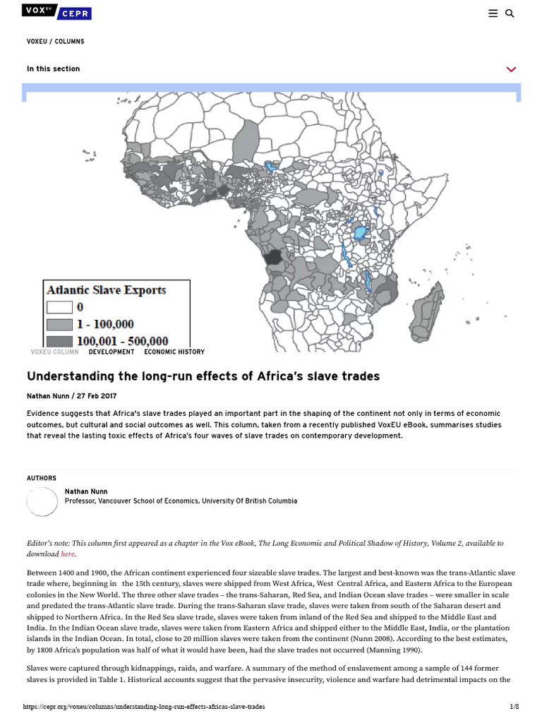 Understanding The Long-Run Effects of Africa's Slave Trades - CEPR ...