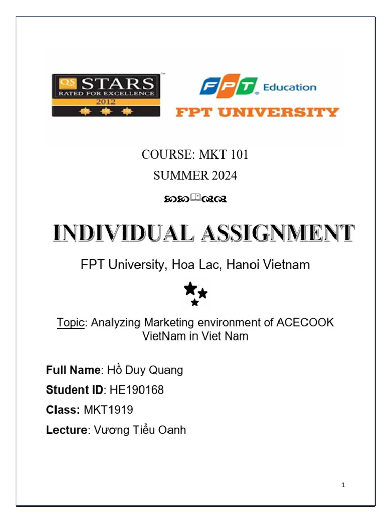 Individual Assignment - H Duy Quang - He190168 | PDF | Marketing | Supply Chain