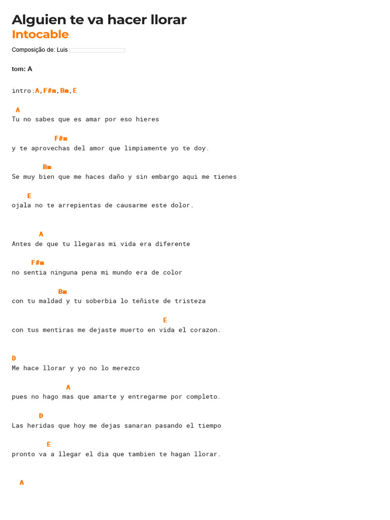 Intocable - Alguien Te Va Hacer Llorar | PDF
