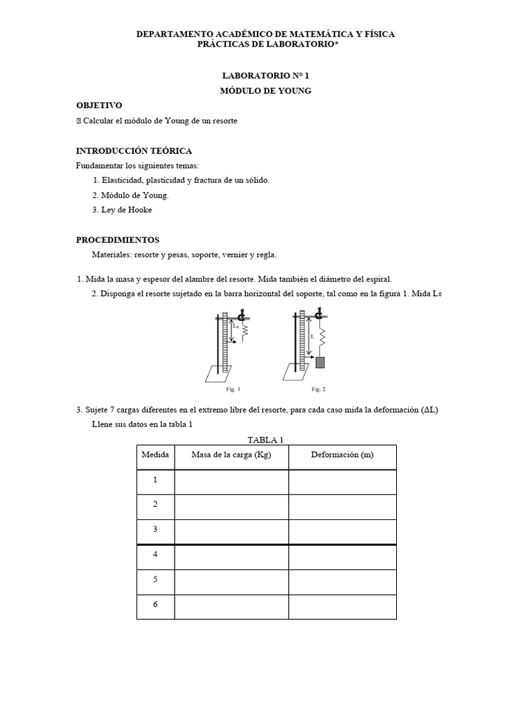 LAB 1 Módulo de Young | PDF | El módulo de Young | Deformación (ingeniería)