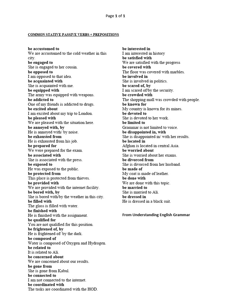 Common Stative Passive Verbs | PDF | Linguistics | Grammar