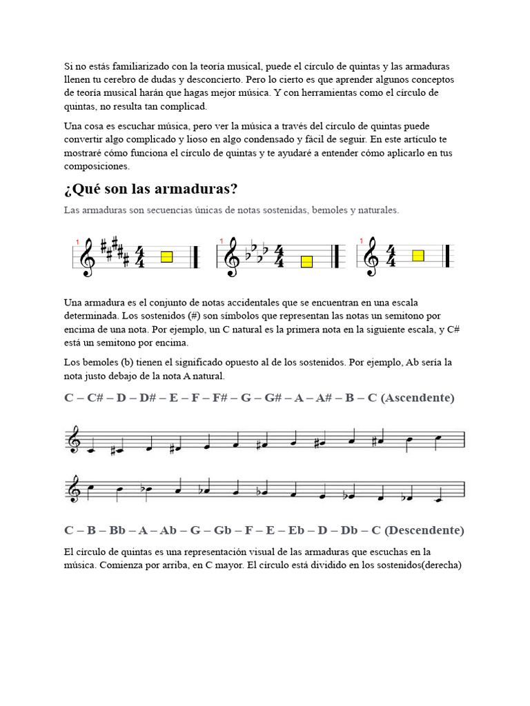 Entendiendo el Círculo de Quintas en Música | PDF | Escala (música ...