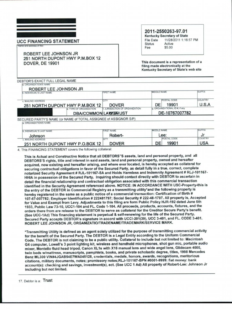Kentucky Ucc1 Filed 001 | PDF
