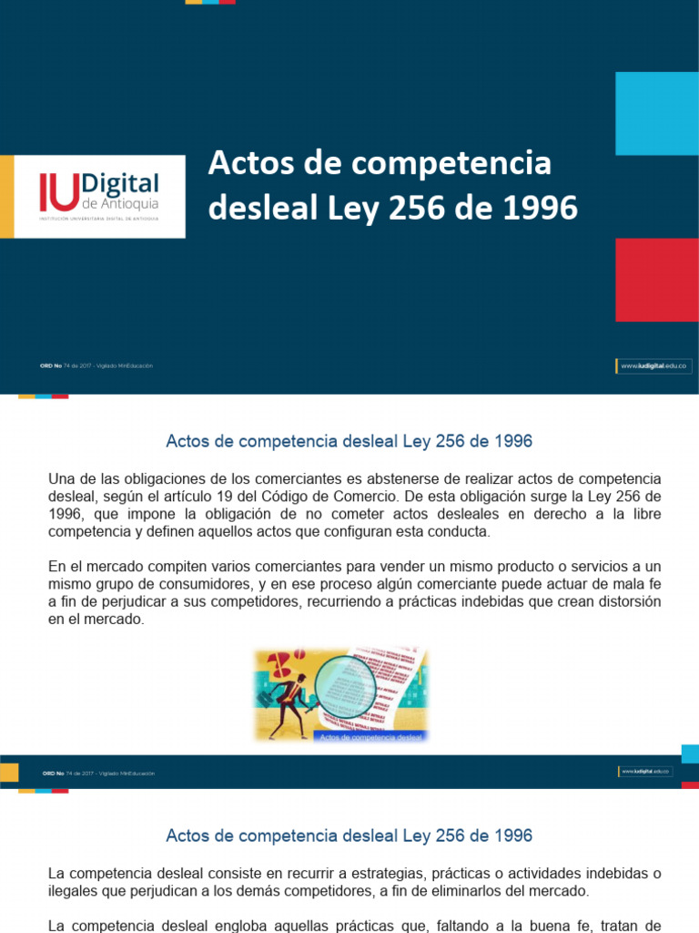 Actos de Competencia Desleal-1 | PDF | Mercado (economía) | Violación