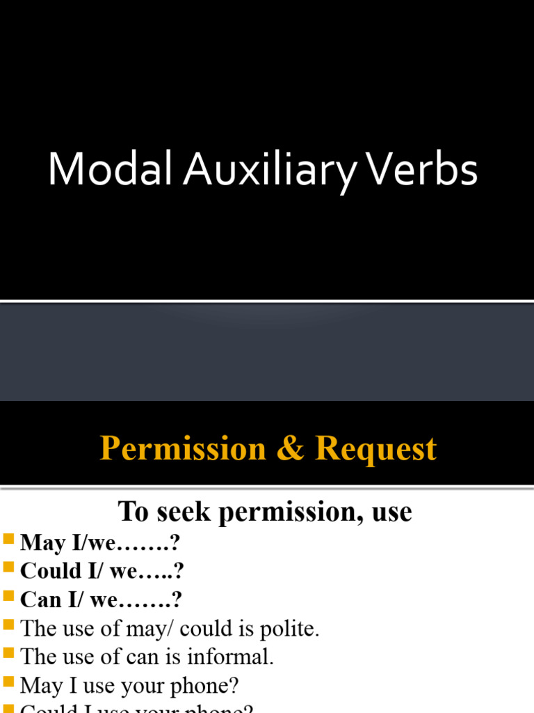 Modal Verbs for Permission and Requests | PDF | Verb | Semantic Units