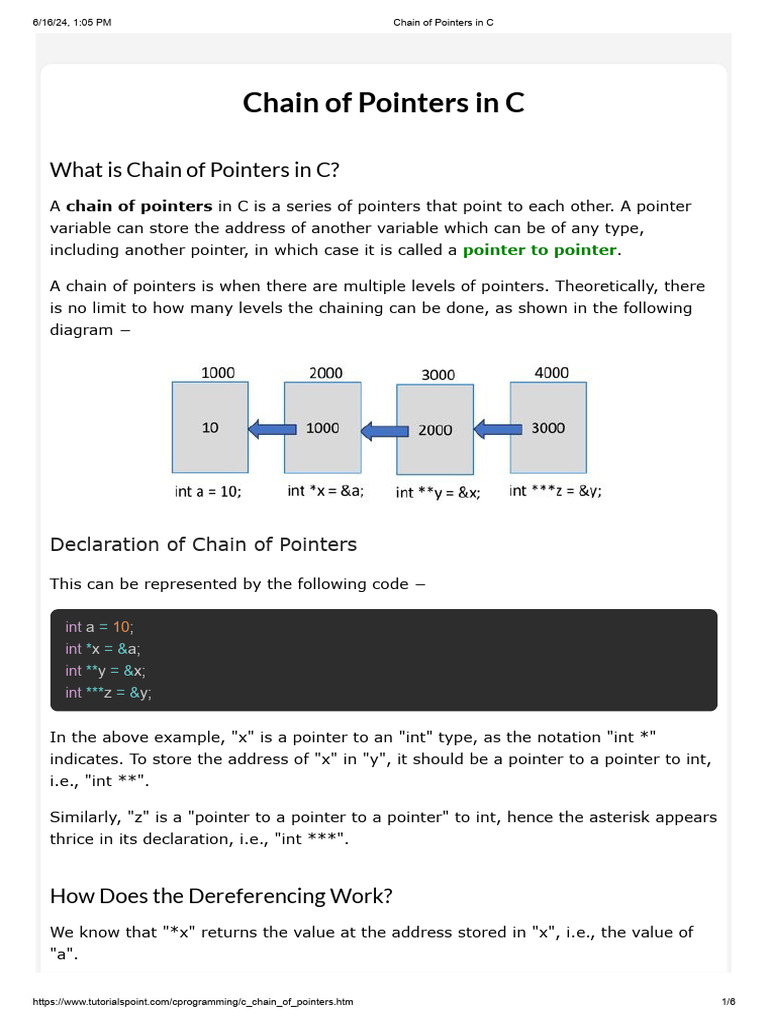 Chain of Pointers in C | PDF | Pointer (Computer Programming ... Chain of Pointers in C | PDF | Pointer (Computer Programming ...