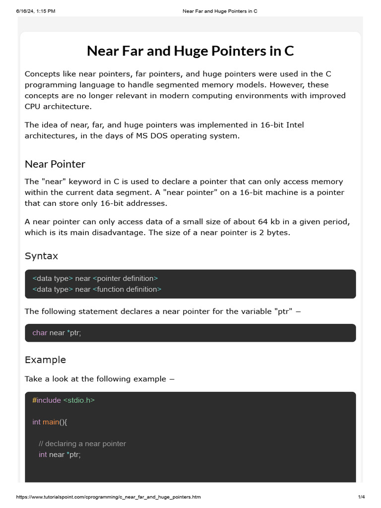 Near Far and Huge Pointers in C | PDF | Pointer (Computer Programming ... Near Far and Huge Pointers in C | PDF | Pointer (Computer Programming ...