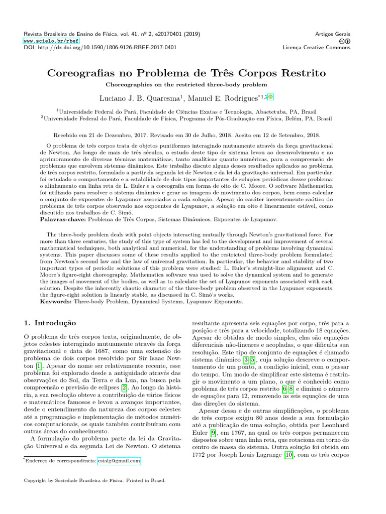 07 - Coreografias No Problema de Três Corpos Restrito | Download grátis PDF | Teoria do Caos ...