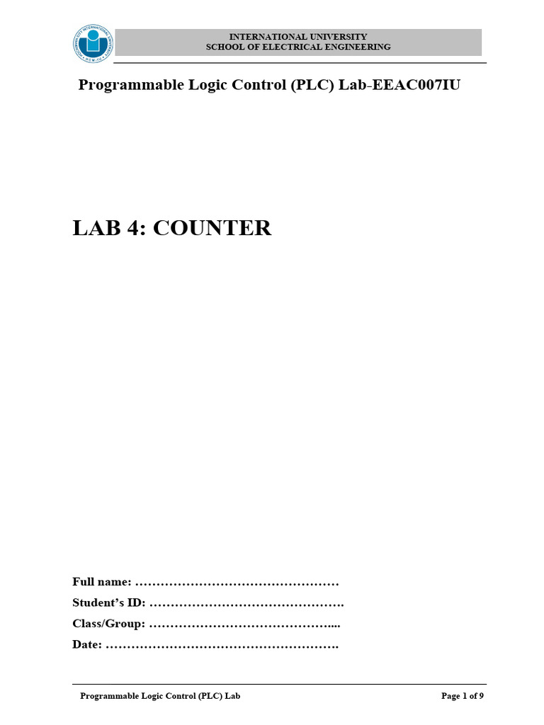 Lab4 COUNTER | PDF | Programmable Logic Controller | Computer Engineering
