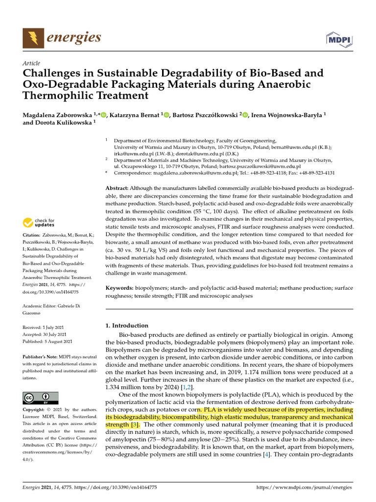 Challenges in Sustainable Degradability of Bio-Based and | PDF ...
