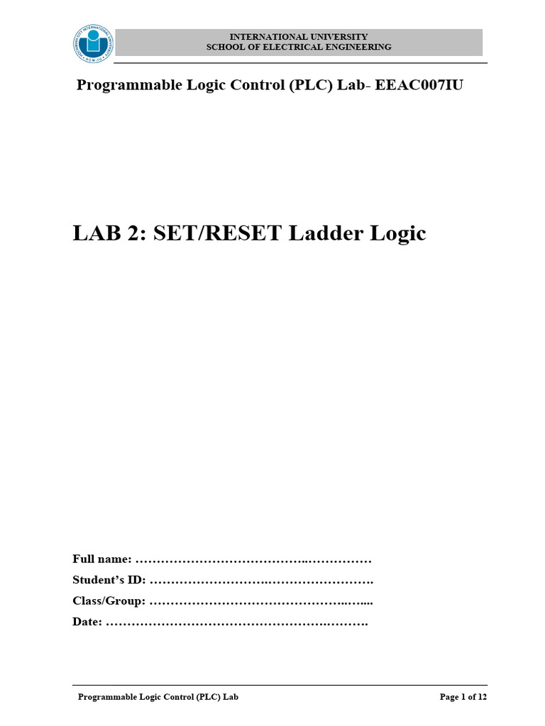 Lab2_SET-RESET | Download Free PDF | Boolean Data Type | Programmable Logic Controller