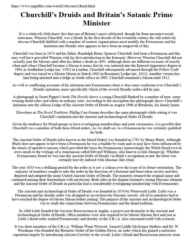Churchill's Druidic and Masonic Ties | PDF | Freemasonry | Witchcraft