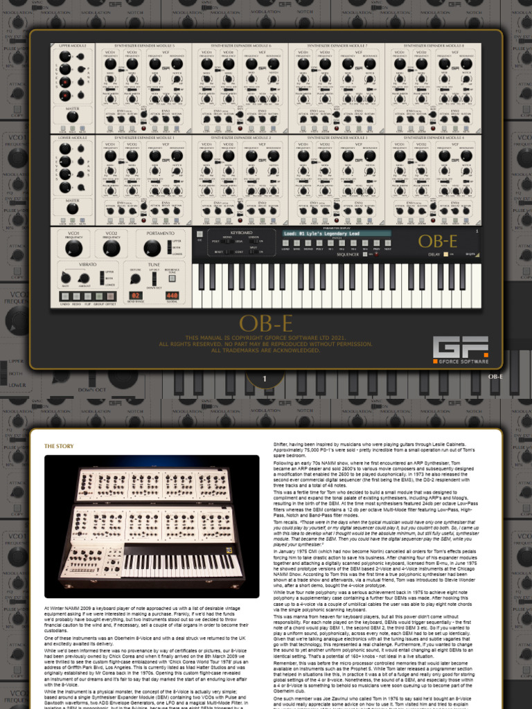 OB-E Manual | PDF | Synthesizer | Music Technology