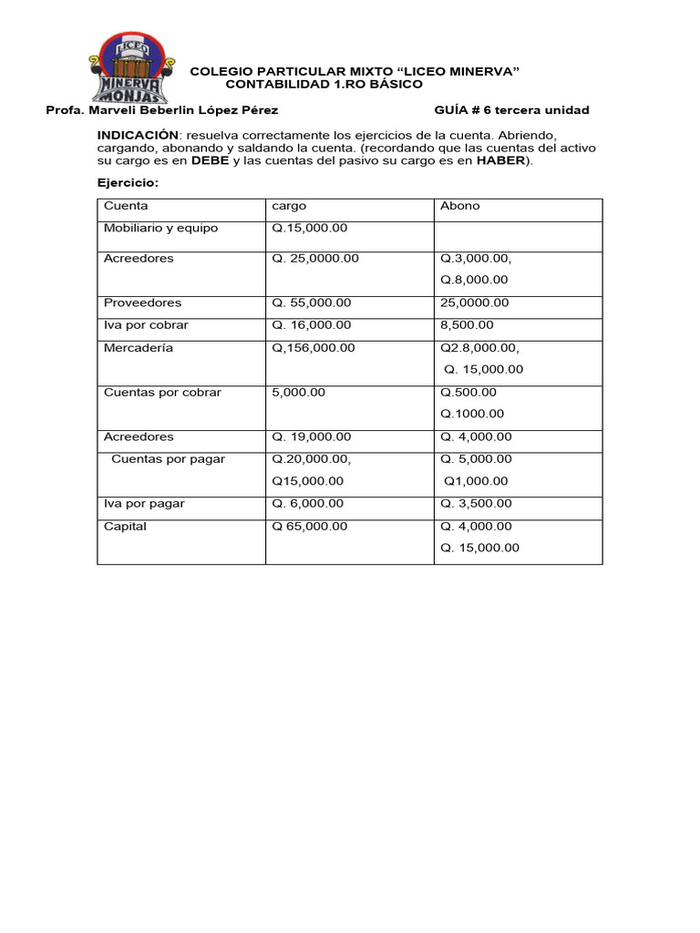 1.ro 3.ra unidad , guia # 6 | PDF