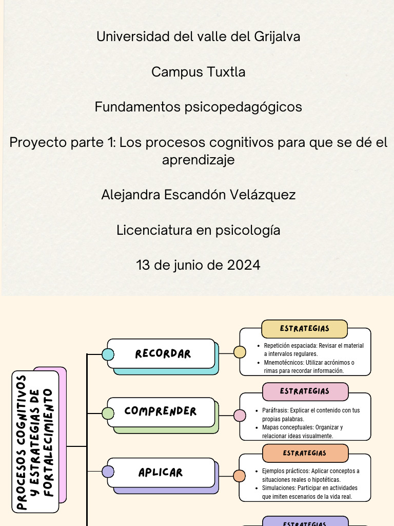 Procesos Cógnitivos Para El Desarrollo Del Aprendizaje Pdf