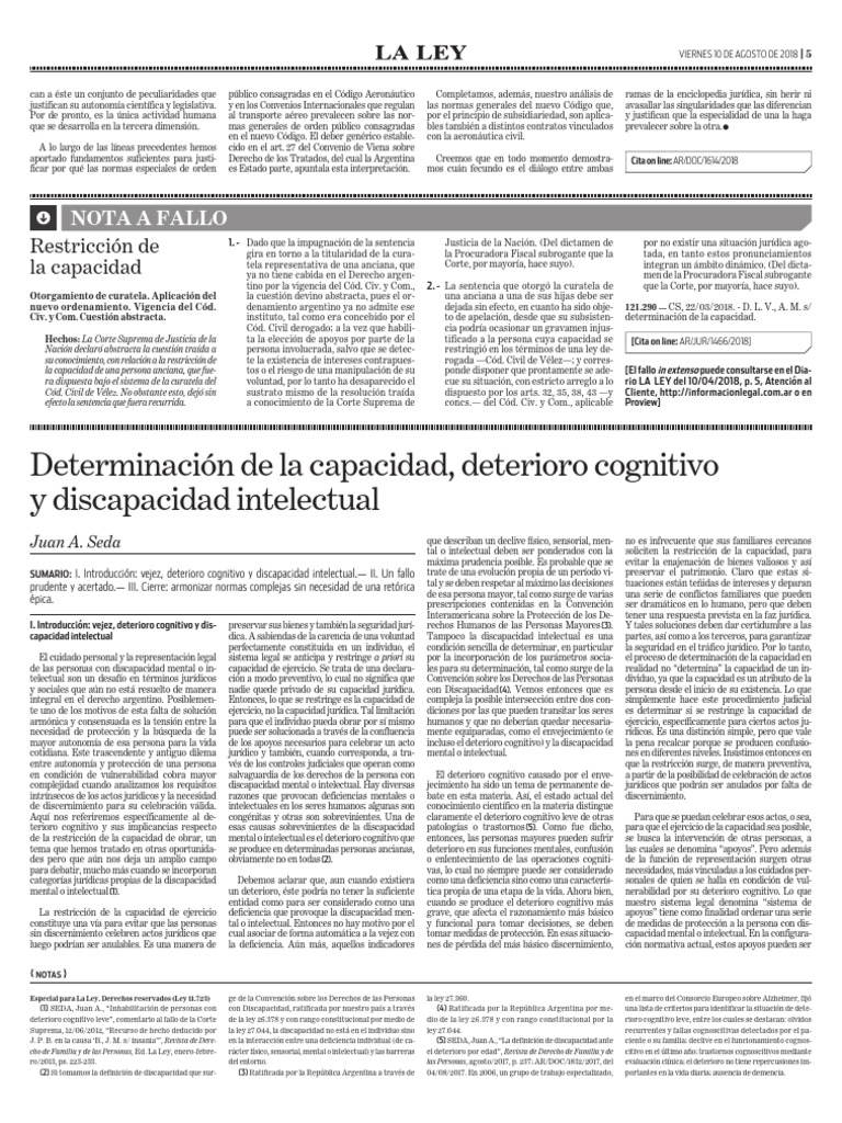 Determinación de La Capacidad, Deterioro Cognitivo y Discapacidad ...