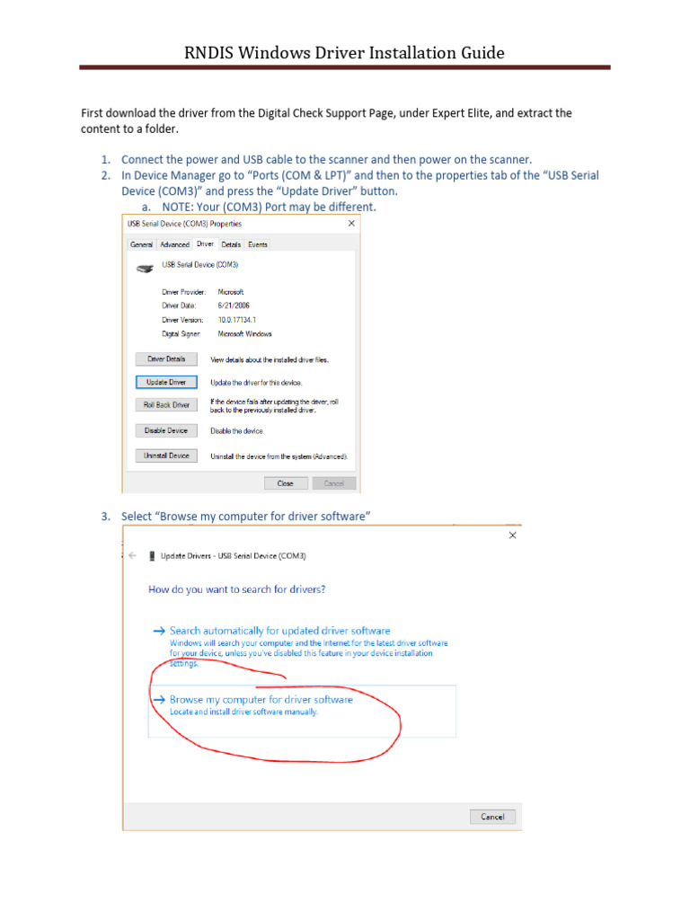 RNDIS Driver Setup for Windows | PDF