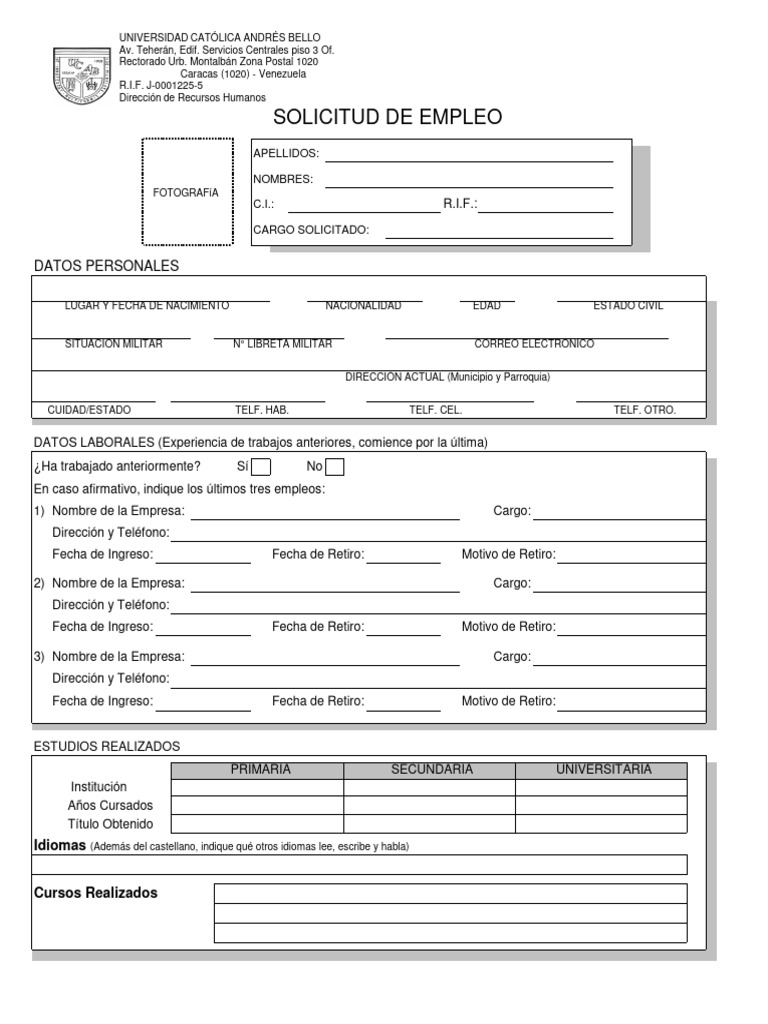 Solicitud de Empleo Actual | PDF