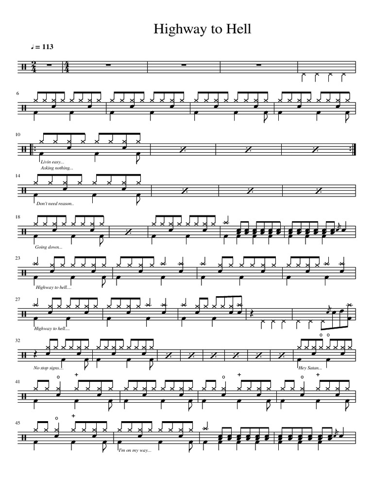 Highway To Hell Drum Sheet | PDF