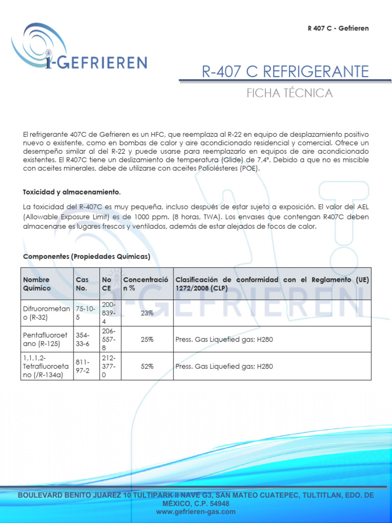 FICHA-R407C-4 | PDF | Vapor | Química Física