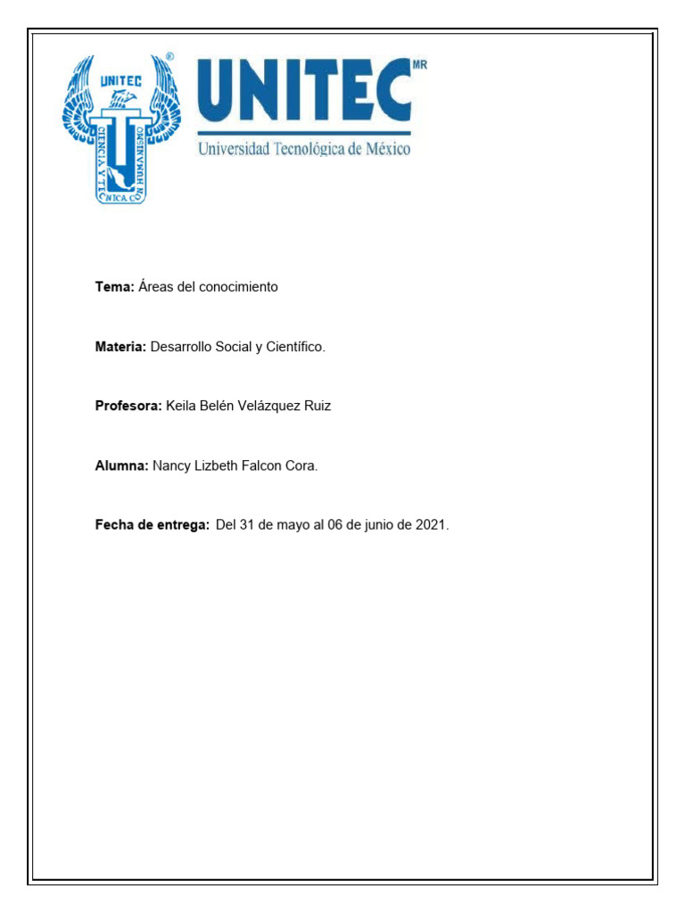 Entegable 1 Areas Del Conocimiento | PDF | Interdisciplinariedad ...