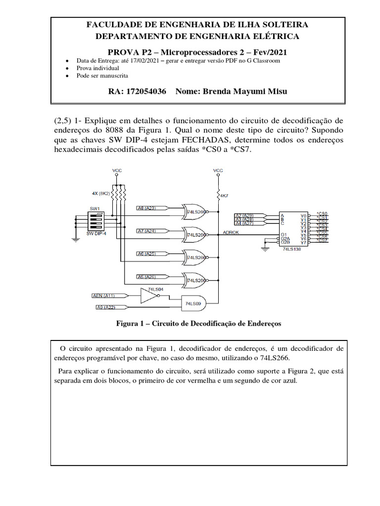 Brenda Mayumi Misu - P2 - Micros II | PDF | Memória de acesso aleatório (RAM) | Armazenamento de ...