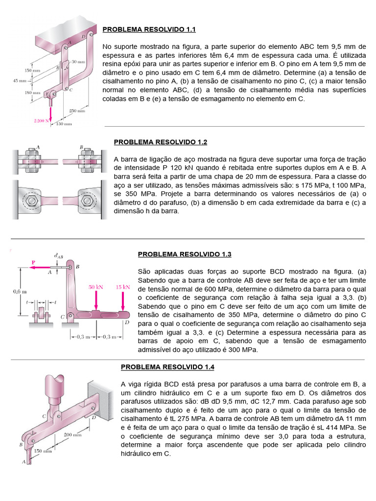 Lista MECSOLIDOS P2 | PDF | Estresse (Mecânica) | Parafuso