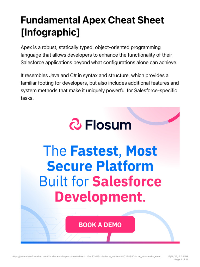 Fundamental Apex Cheat Sheet (Infographic) - Salesforce Ben | PDF ...