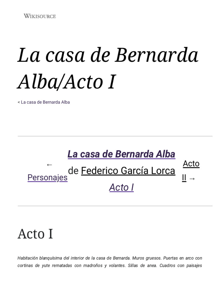 La Casa de Bernarda Alba - Acto I - Wikisource | PDF