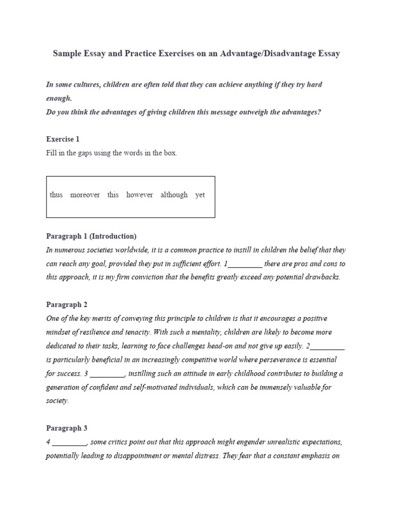 21 - Advantage-Disadvantage-sample | PDF | Mindset | Psychological ...