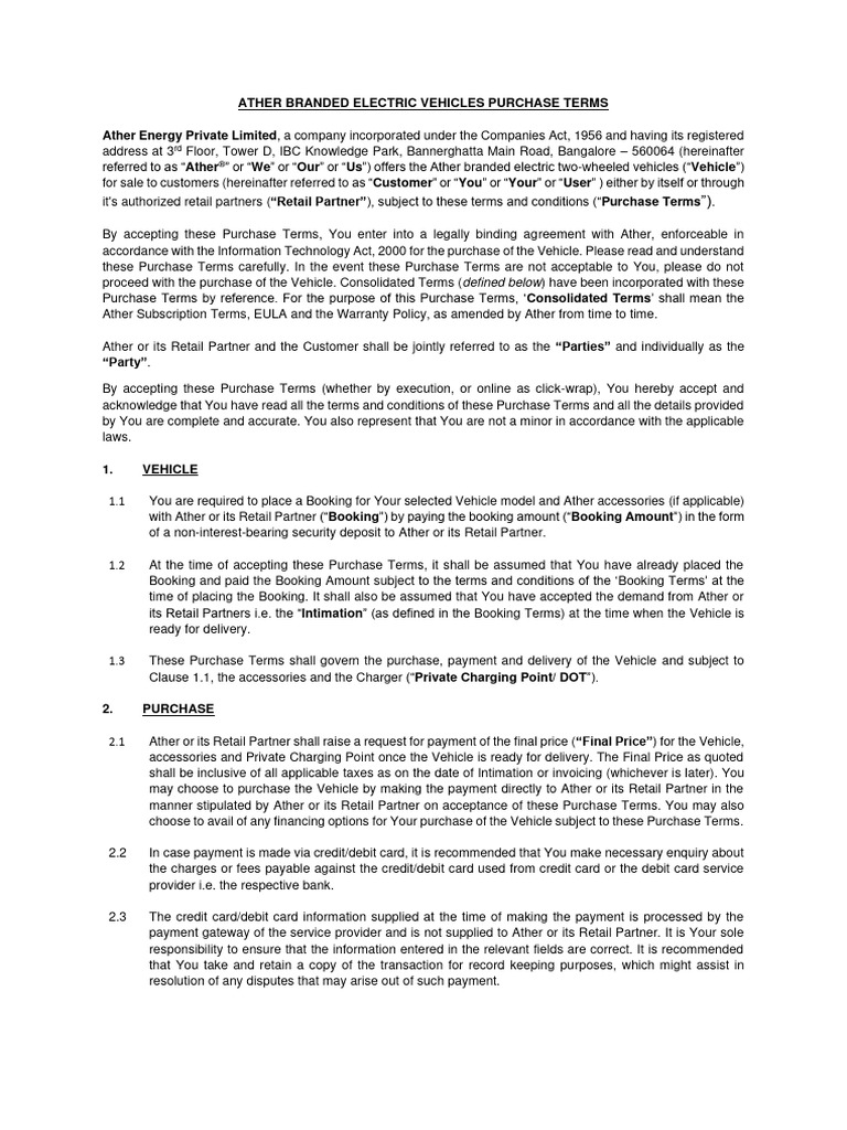 Ather Agreement Paper | Download Free PDF | Indemnity | Insurance