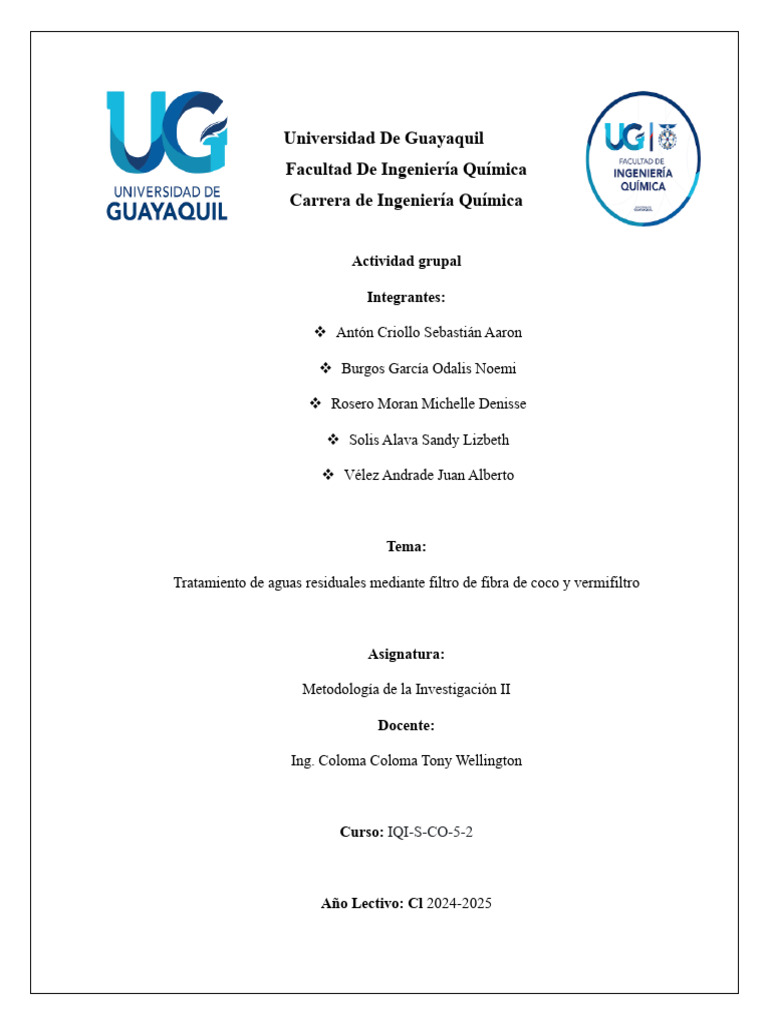 Tratamiento de Aguas Residuales Mediante Filtro de Fibra de Coco y ...