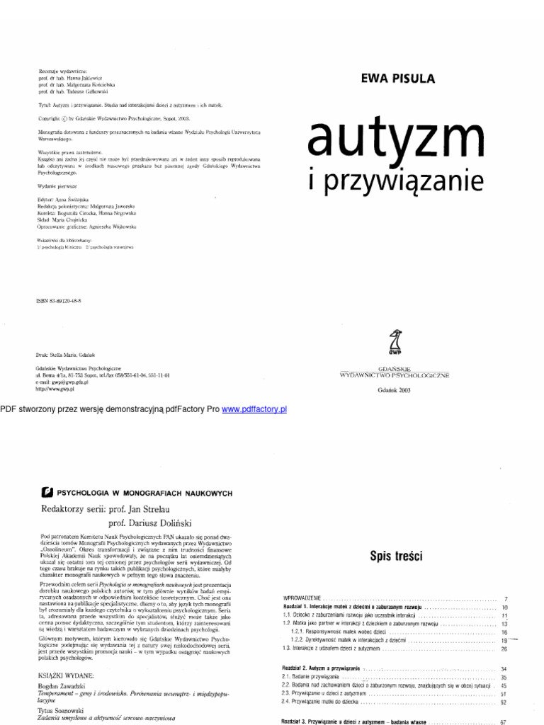 Autyzm I Przywiązanie - Pisula Ewa | PDF