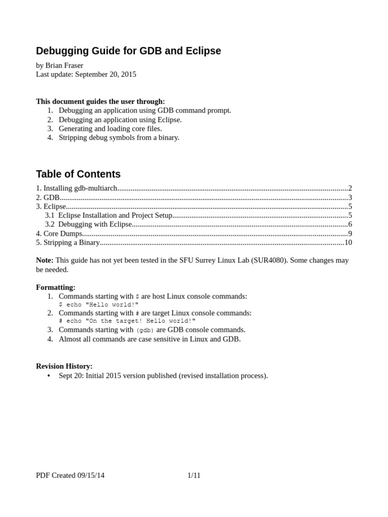 Debugging Guide For Gdb And Eclipse Pdf Computer File Eclipse Software