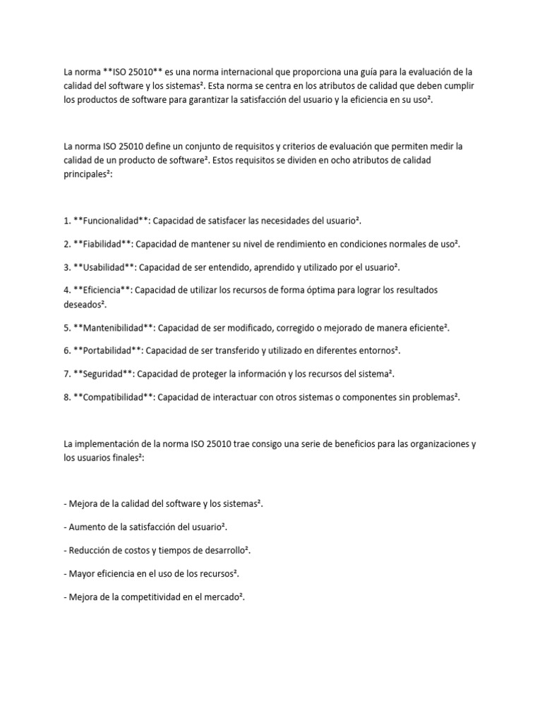 Iso 25010 | PDF | Software | Calidad (comercial)