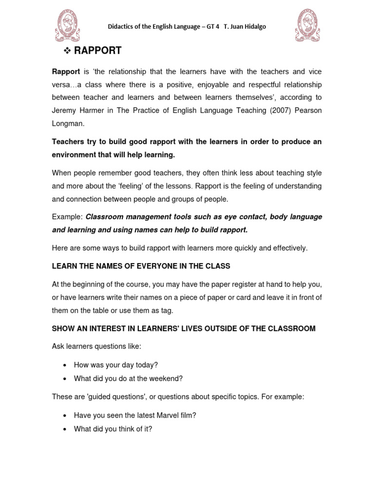 Rapport and Monitoring in The Classroom | PDF | Learning | Teachers