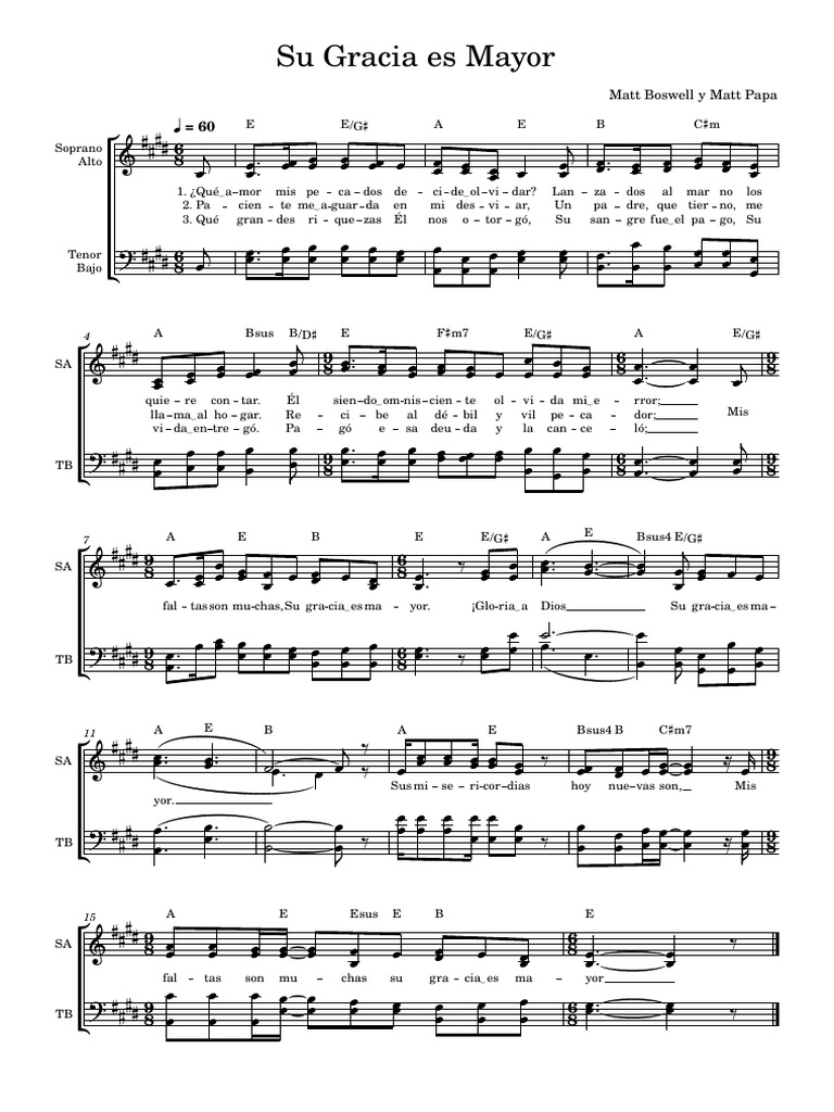 Partitura Su Gracia Es Mayor | PDF