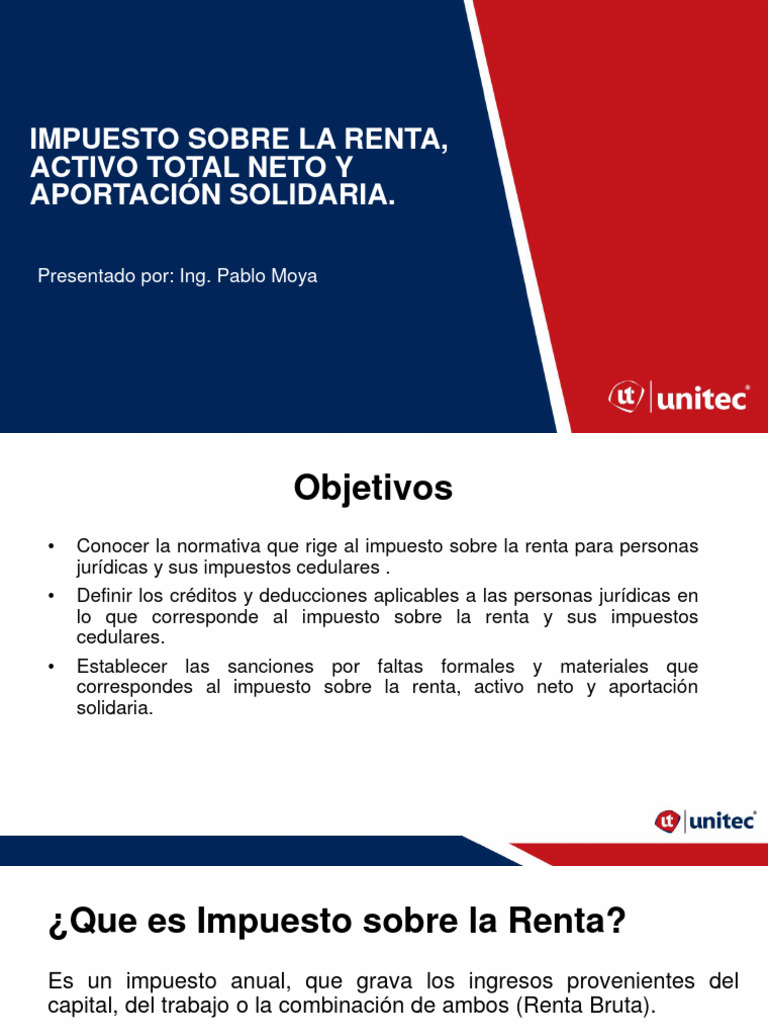Impuesto Sobre La Renta, Activo Total Neto y Aportación Solidaria | PDF | Impuesto sobre la ...