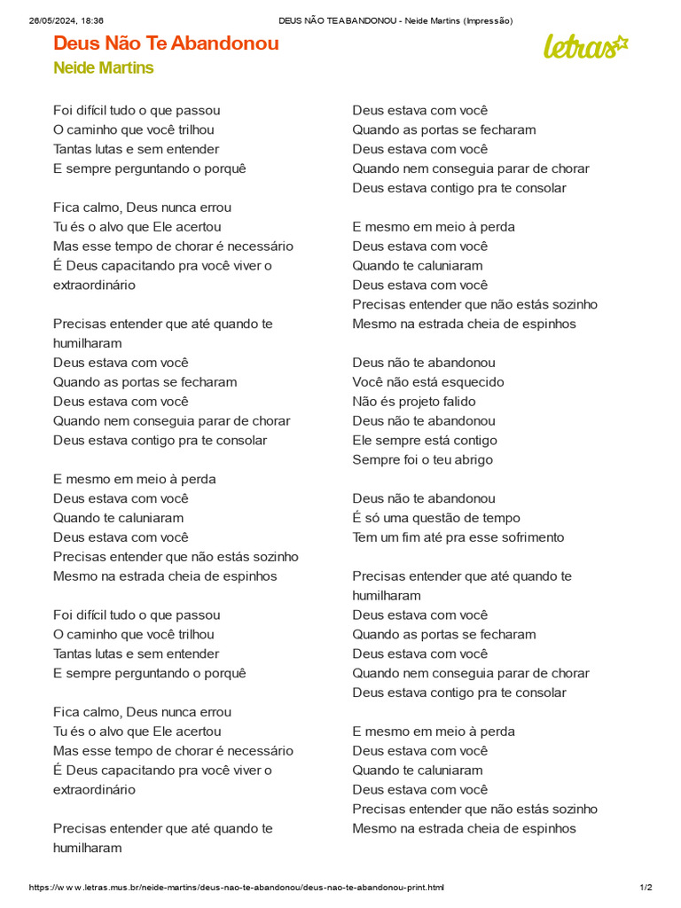 Deus Não Te Abandonou - Neide Martins (Impressão) | PDF