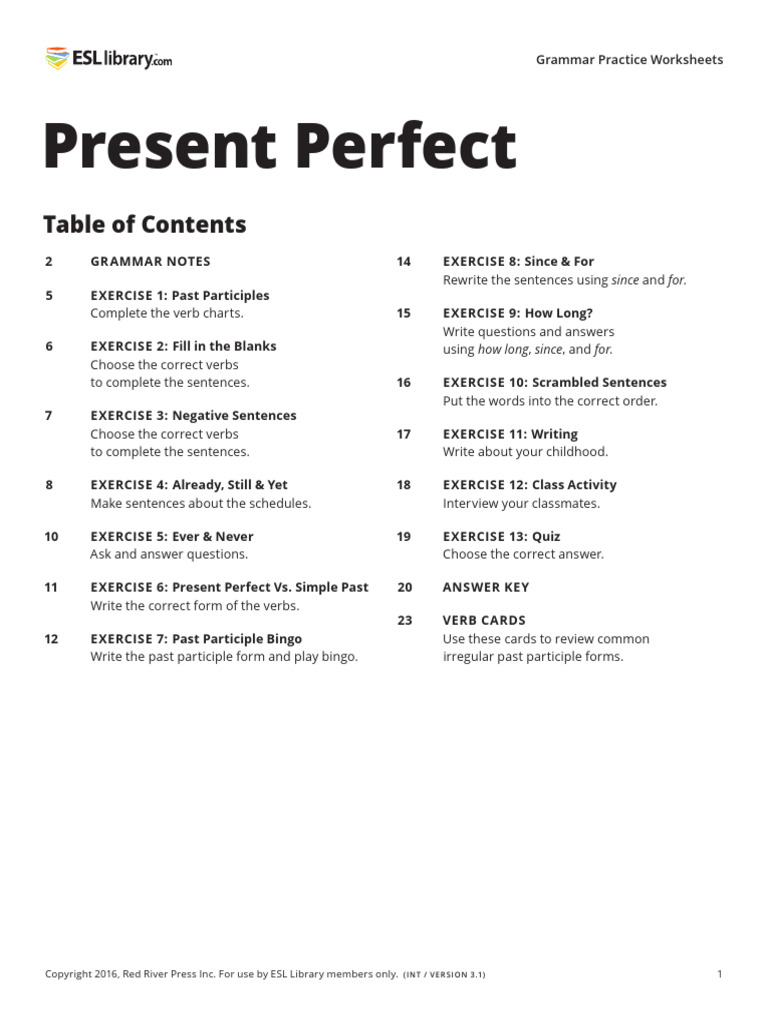 88 Present-Perfect US (32596) Unlocked | PDF | Grammatical Tense | Verb