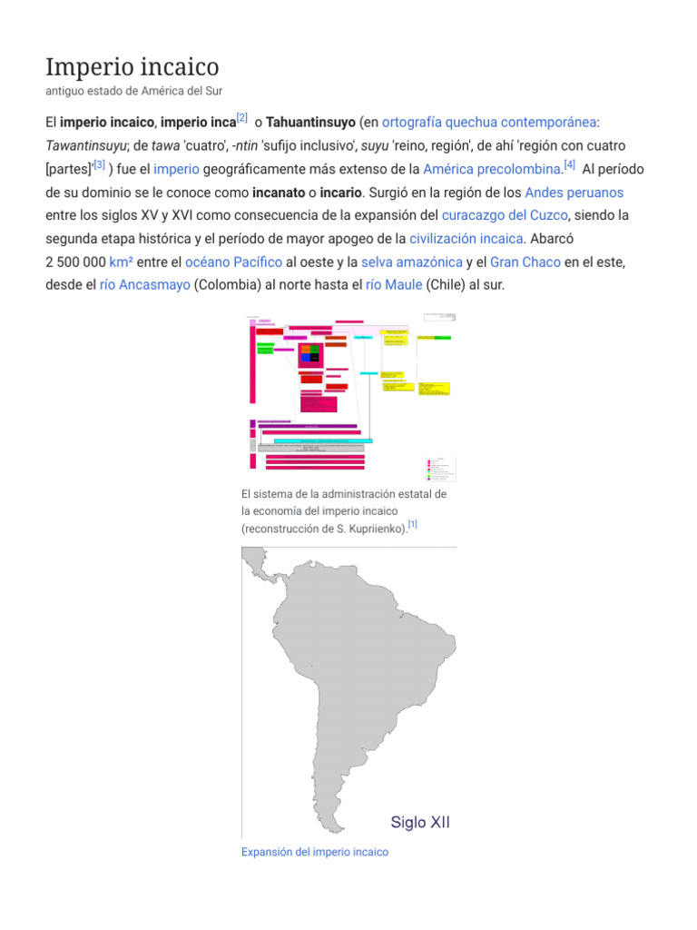 Imperio Incaico - Wikipedia, La Enciclopedia Libre | PDF | Imperio Inca | Perú