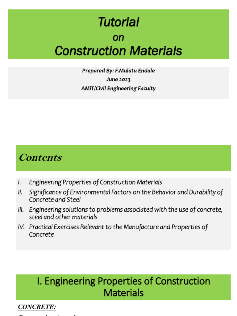 Tutorial On Construction Materials | PDF | Concrete | Corrosion
