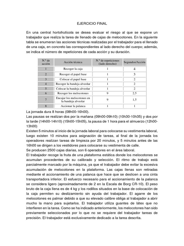 OCRA Check List Ejercicios Complexivo 2 | PDF