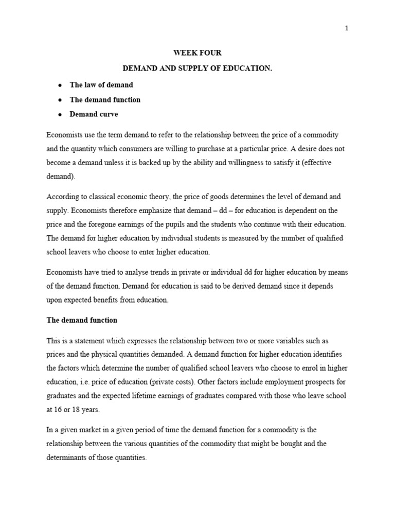 Demand and Supply in Education Economics | PDF | Demand | Supply ...