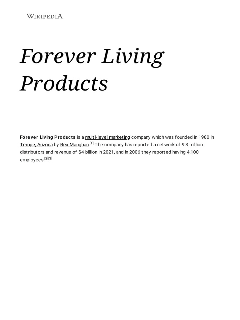 Forever Living Products - Wikipedia | PDF | Companies Of The United ...