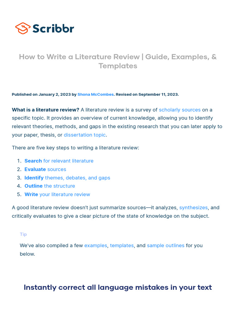 How To Write A Literature Review Guide, Example | PDF | Literature ...